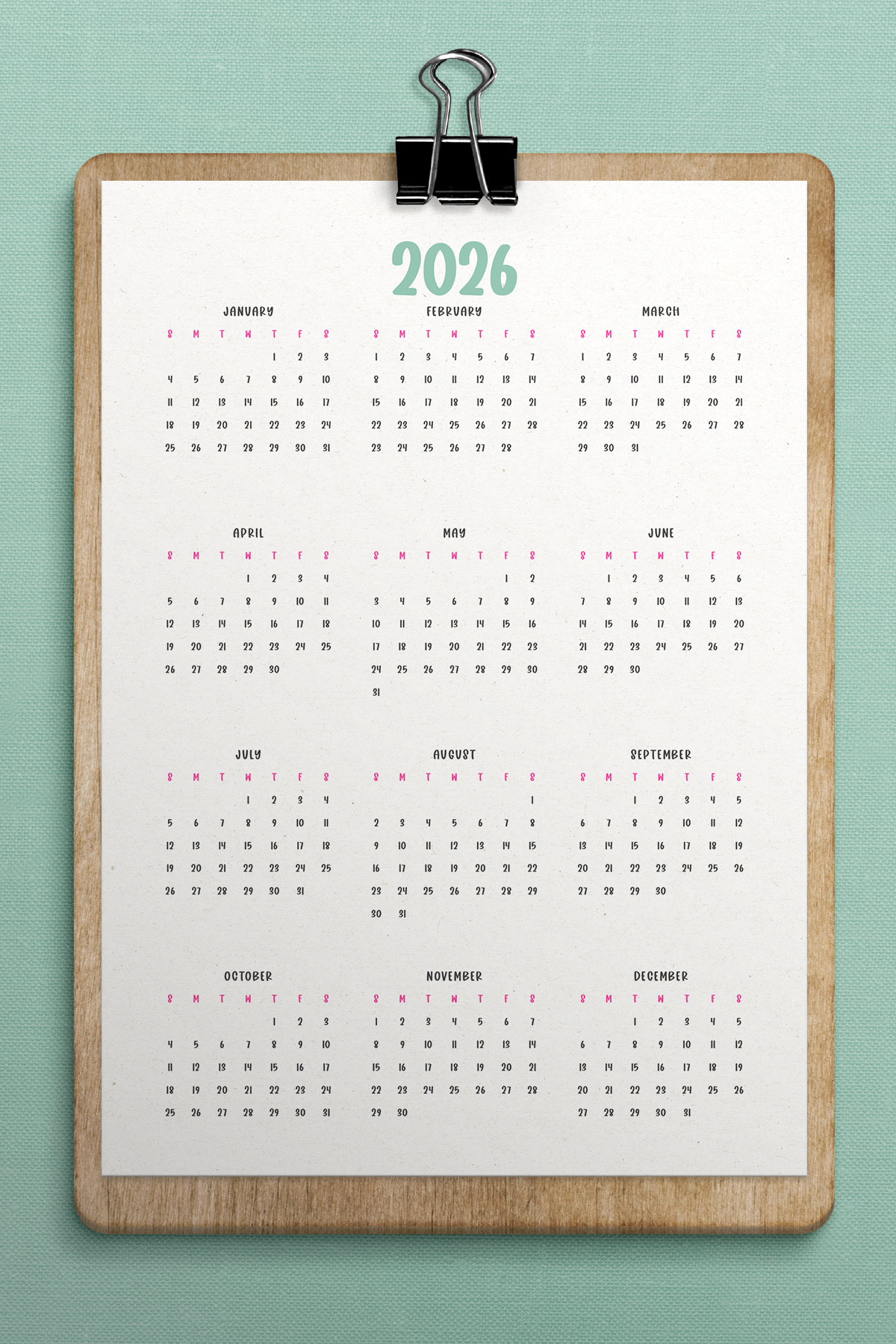 2026-free-printable-year-at-a-glance-calendar-example - Mom Envy