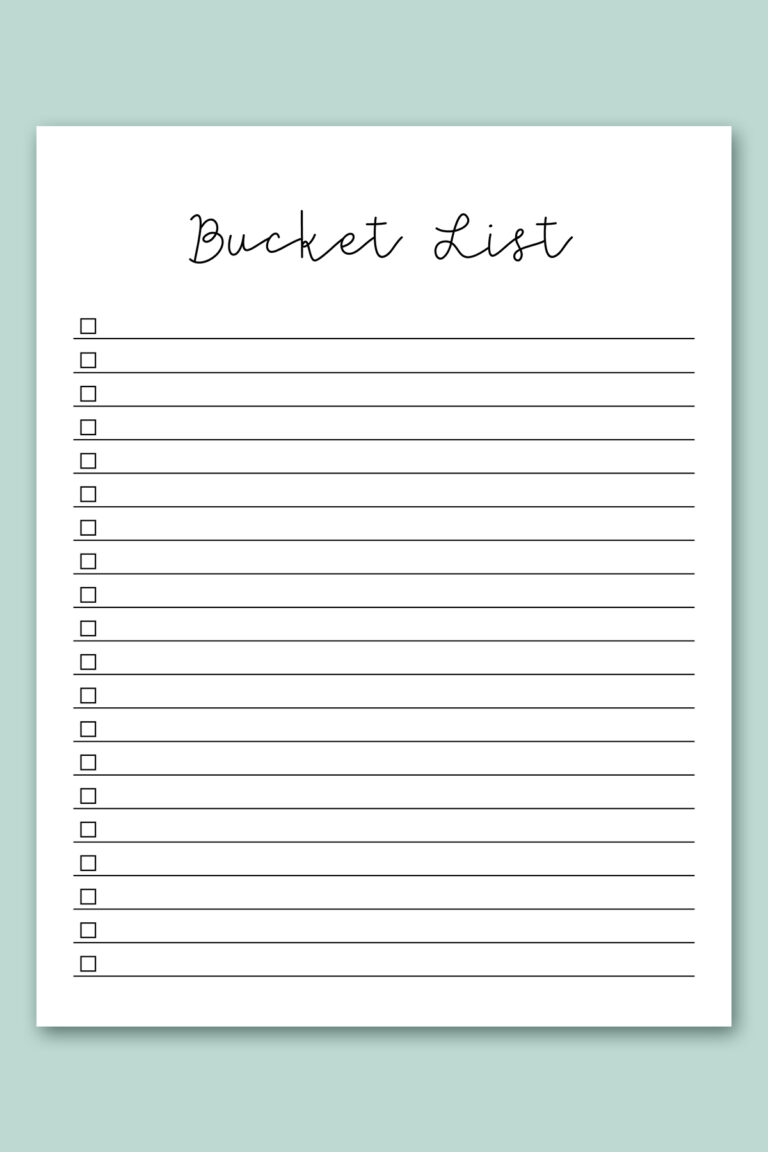 Free Bucket List Printable Templates (summer, travel, etc)