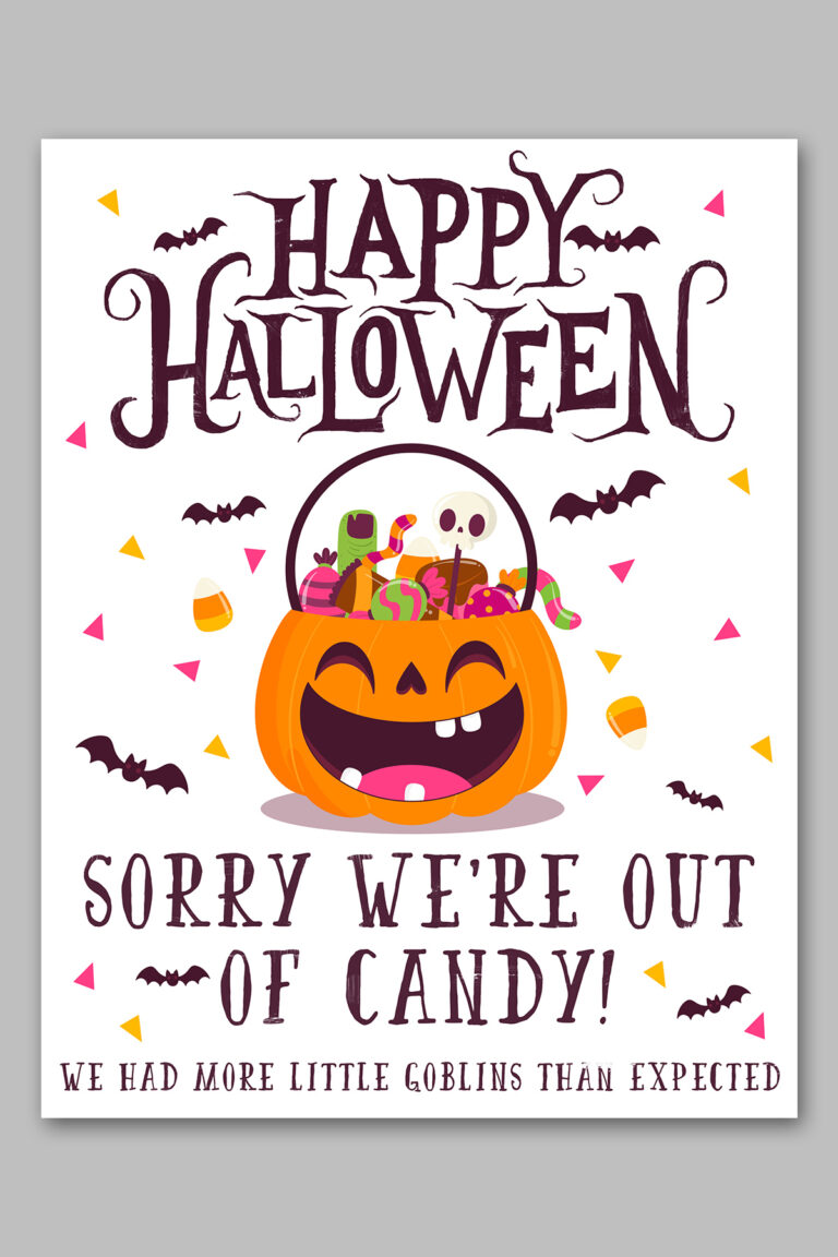 Free Halloween Candy Printable Sign Set: No Sign Up Needed