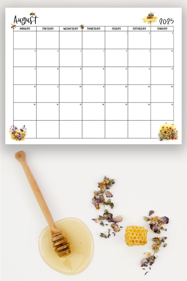 Free 2025 Printable Calendar with Monday and Sunday Start