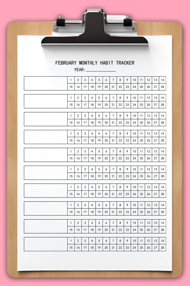 Free Printable Habit Tracker Set: 30, 31, 28, & 29 day