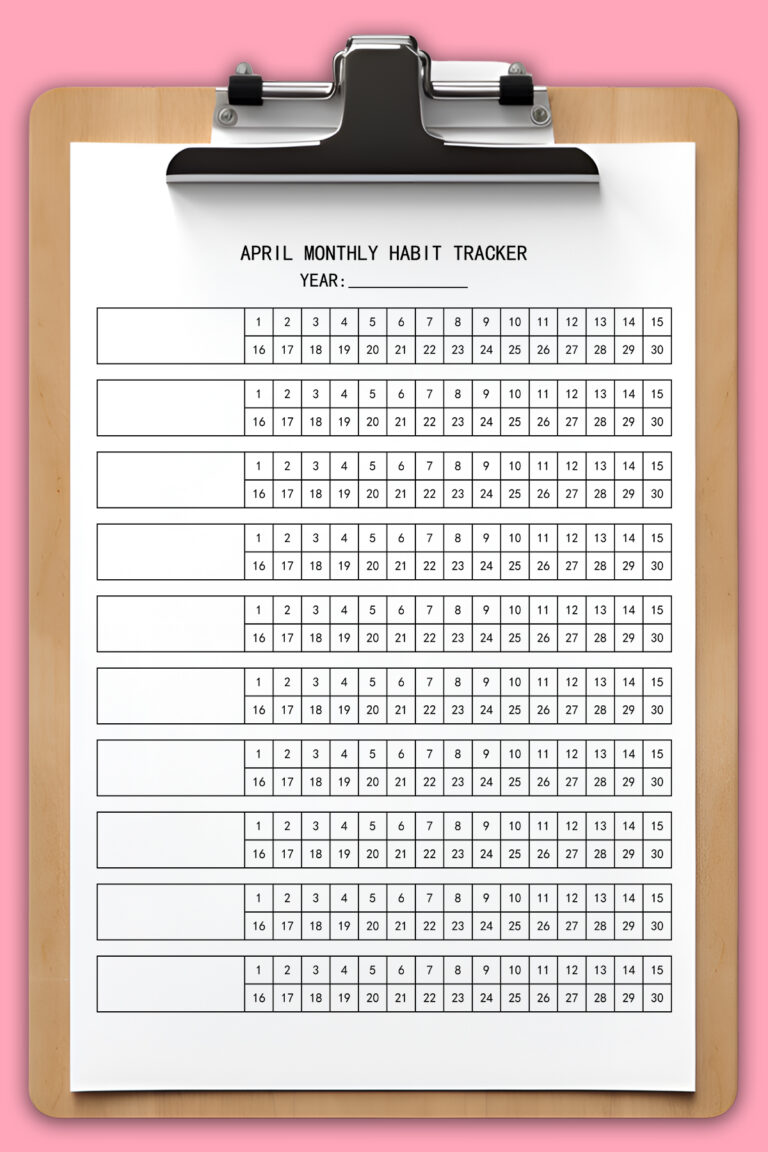 Free Printable Habit Tracker Set: 30, 31, 28, & 29 day