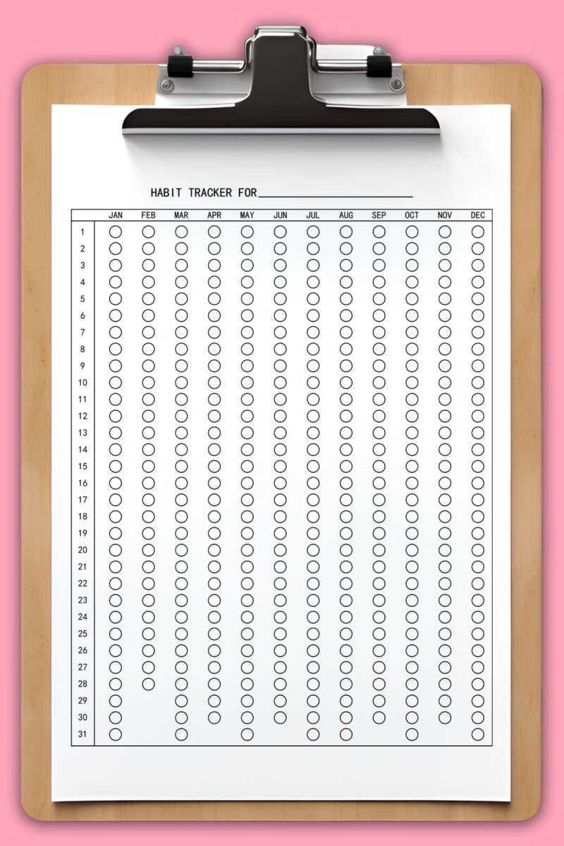 Free Printable Habit Tracker Set: 30, 31, 28, & 29 day
