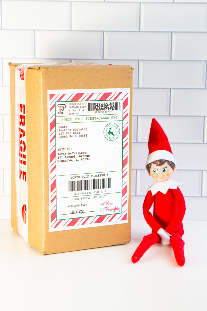 Free Customizable Elf on the Shelf Mailing Label