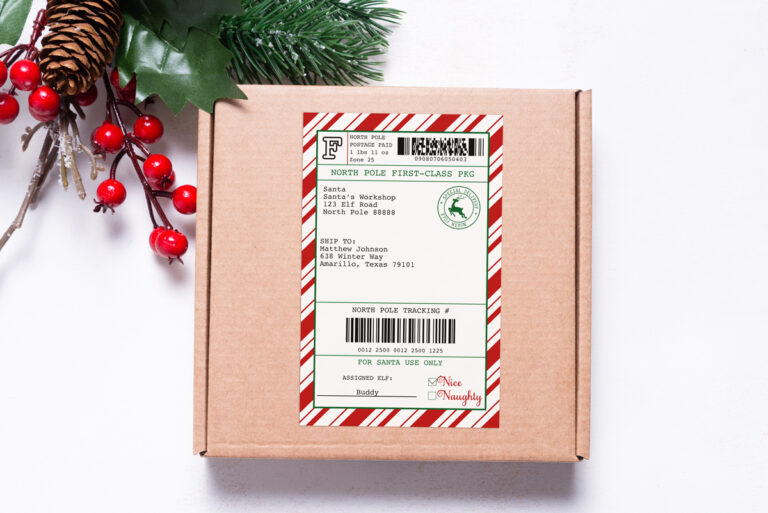 Free Customizable Elf on the Shelf Mailing Label