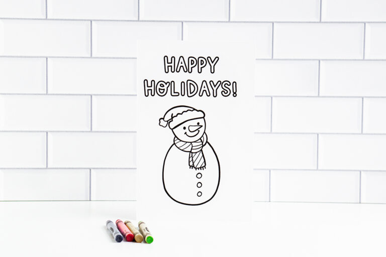 25 Free Printable Christmas Cards to Color for Kids