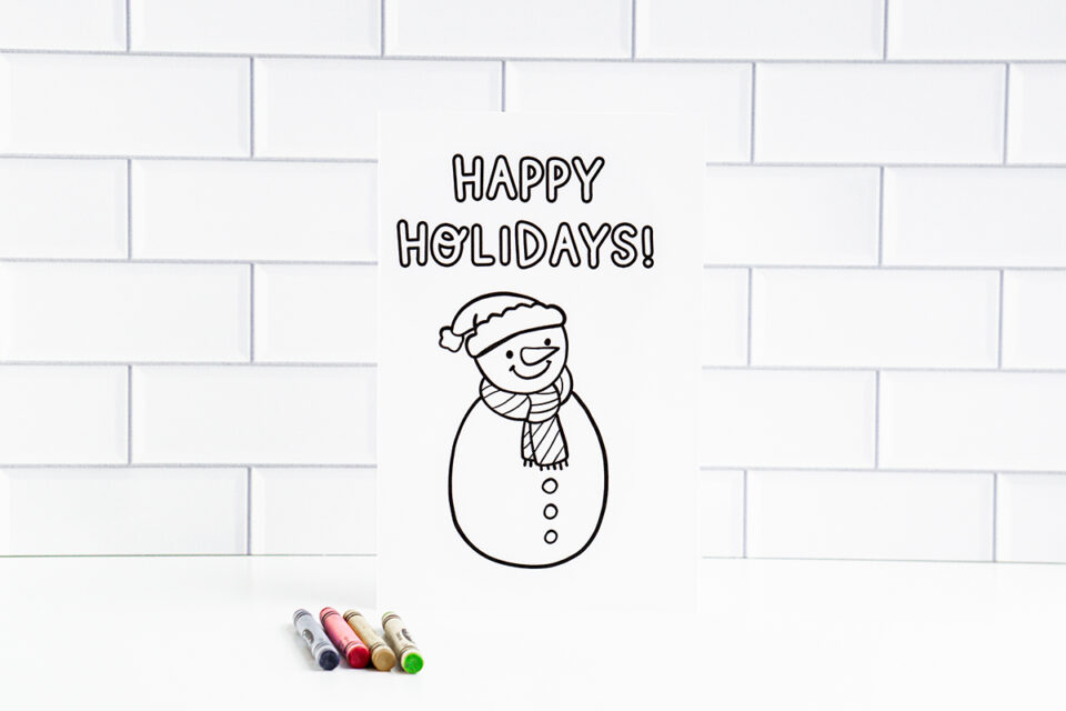 25 Free Printable Christmas Cards to Color for Kids