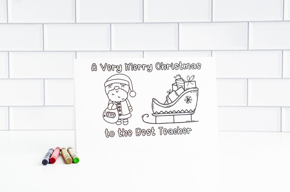 25 Free Printable Christmas Cards to Color for Kids