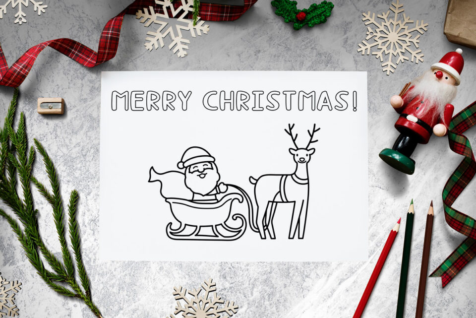 25 Free Printable Christmas Cards to Color for Kids