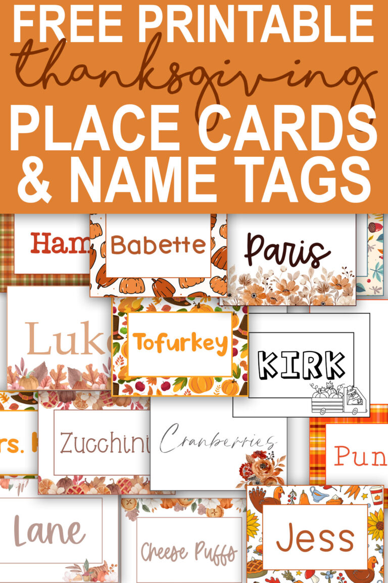25 Free Thanksgiving Printable Place Cards and Name Tags