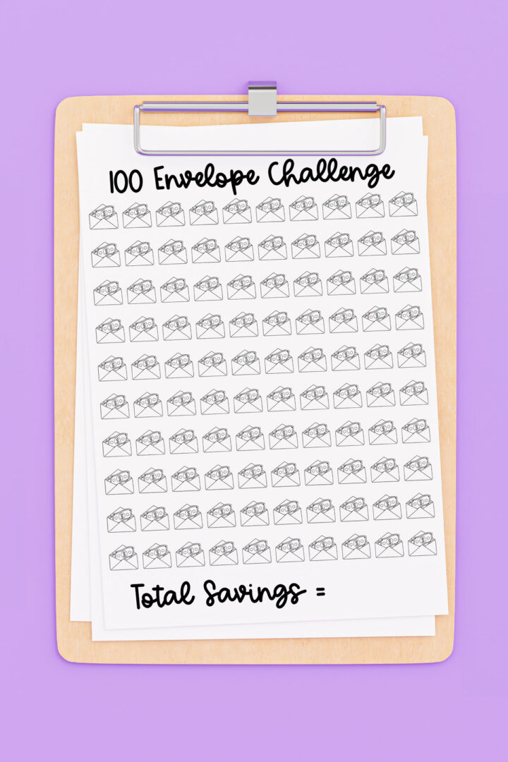 Free 100 Envelope Challenge Printable Chart to Save Money