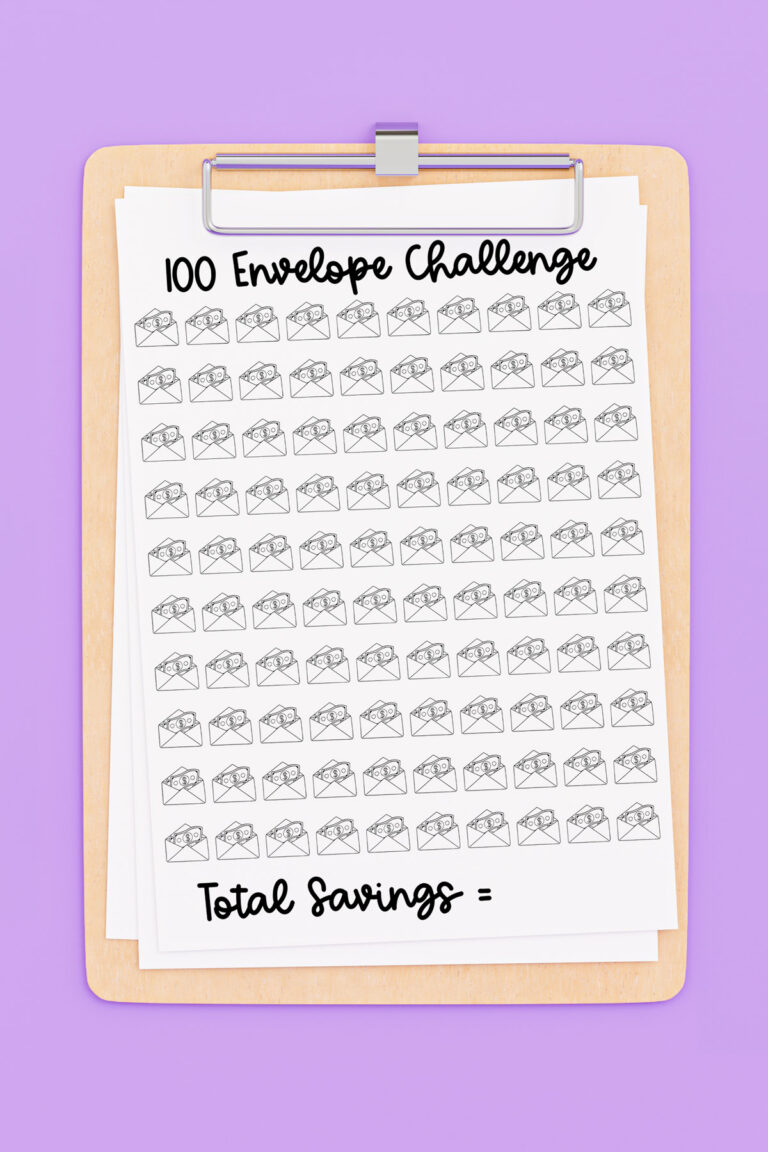 Free 100 Envelope Challenge Printable Chart to Save Money