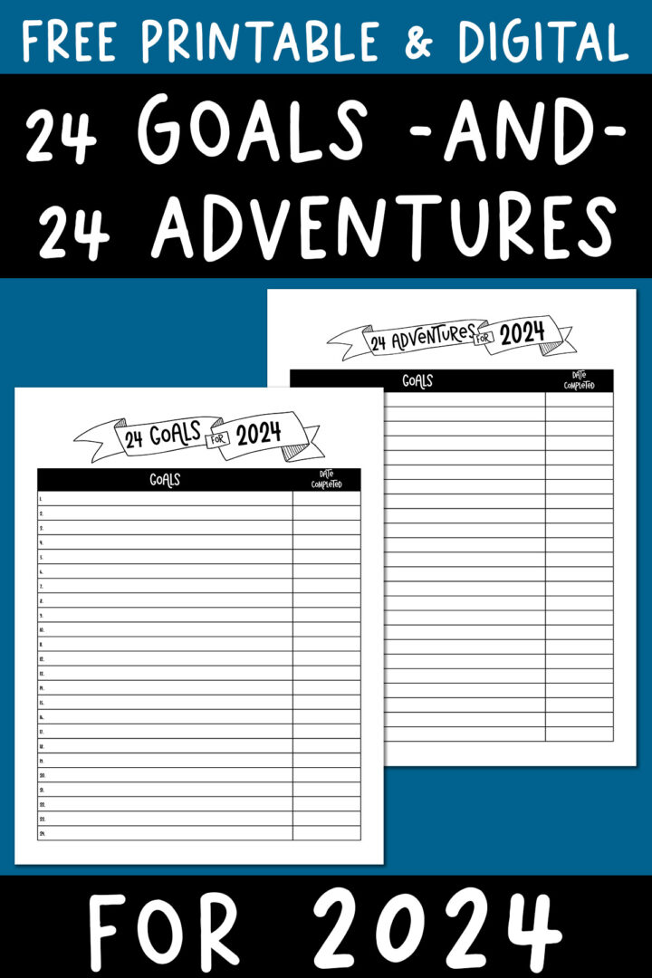 24 Yearly Goals & Adventures for 2024 Printable