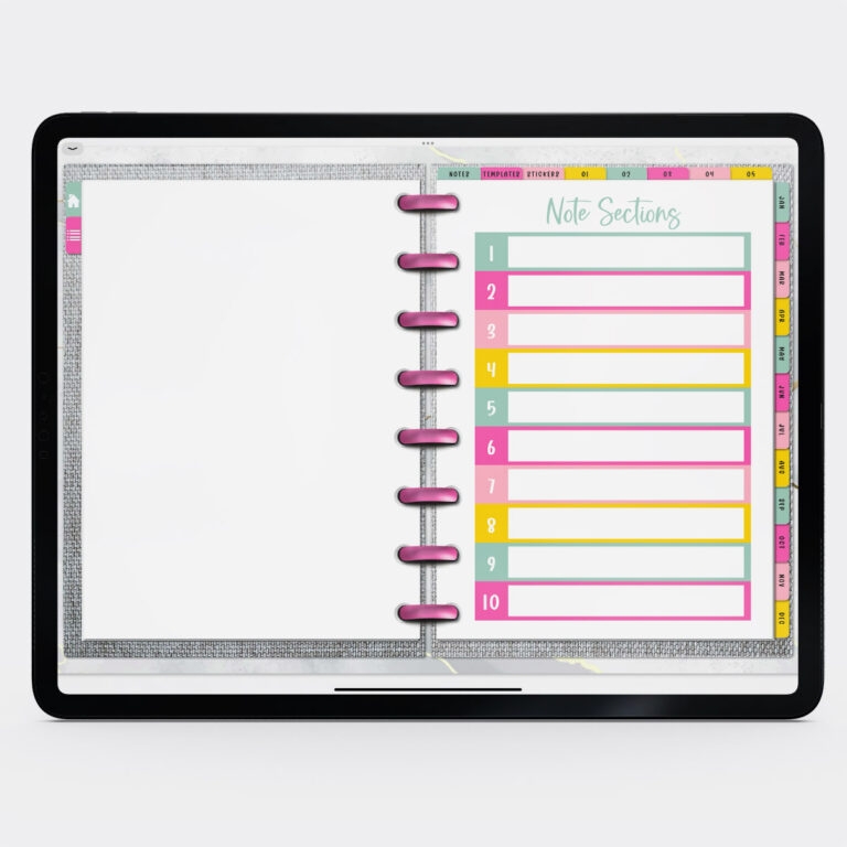 Free Digital Planner: Undated with Monday & Sunday Start