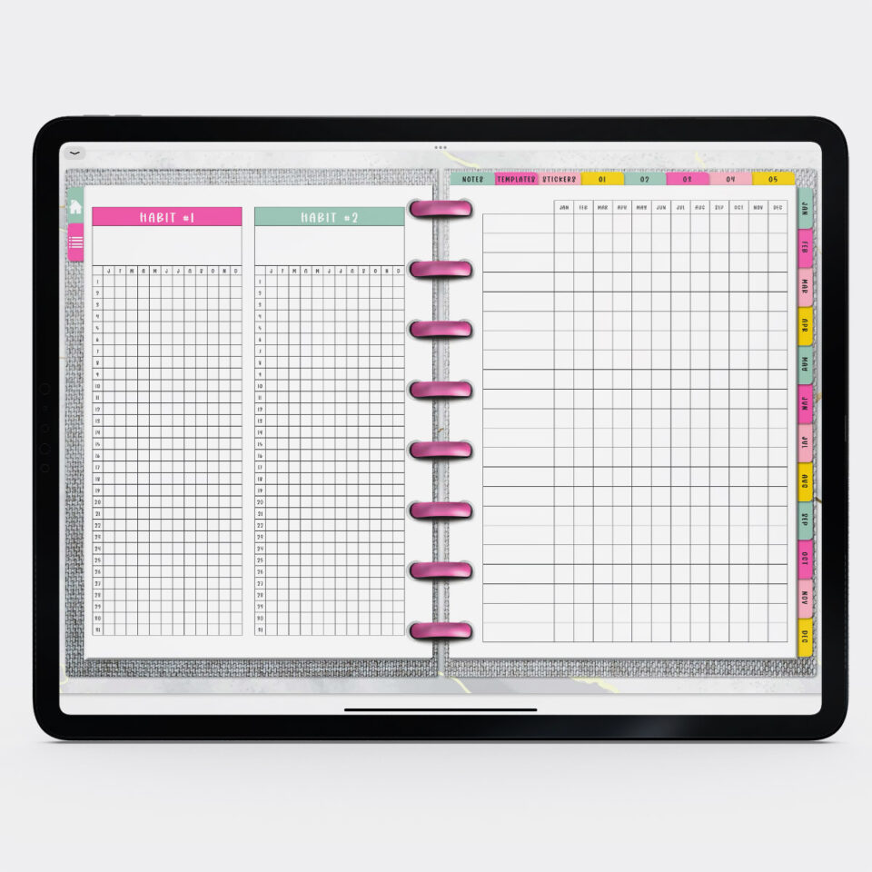 Free Digital Planner: Undated with Monday & Sunday Start