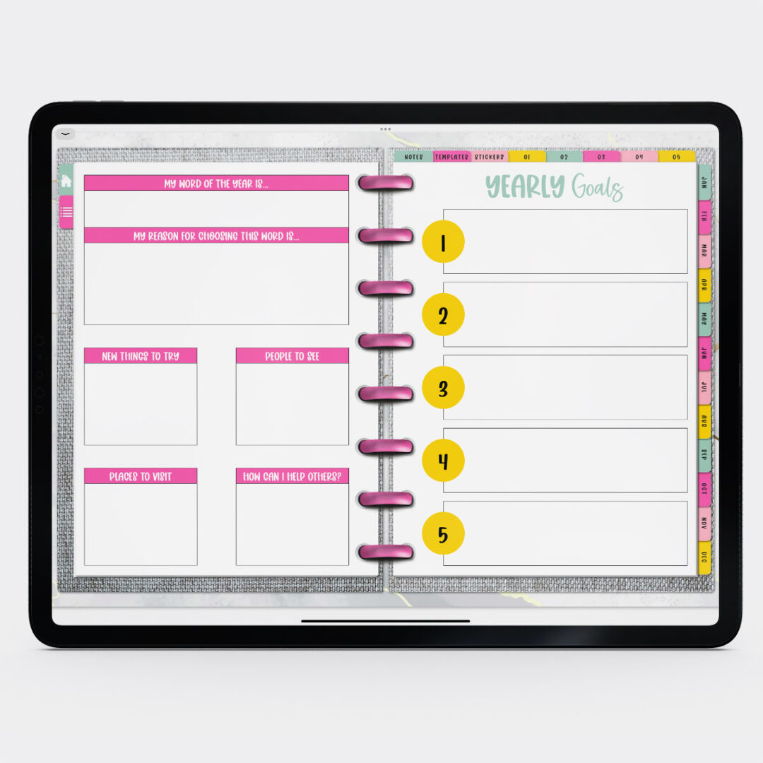 Free Digital Planner: Undated with Monday & Sunday Start