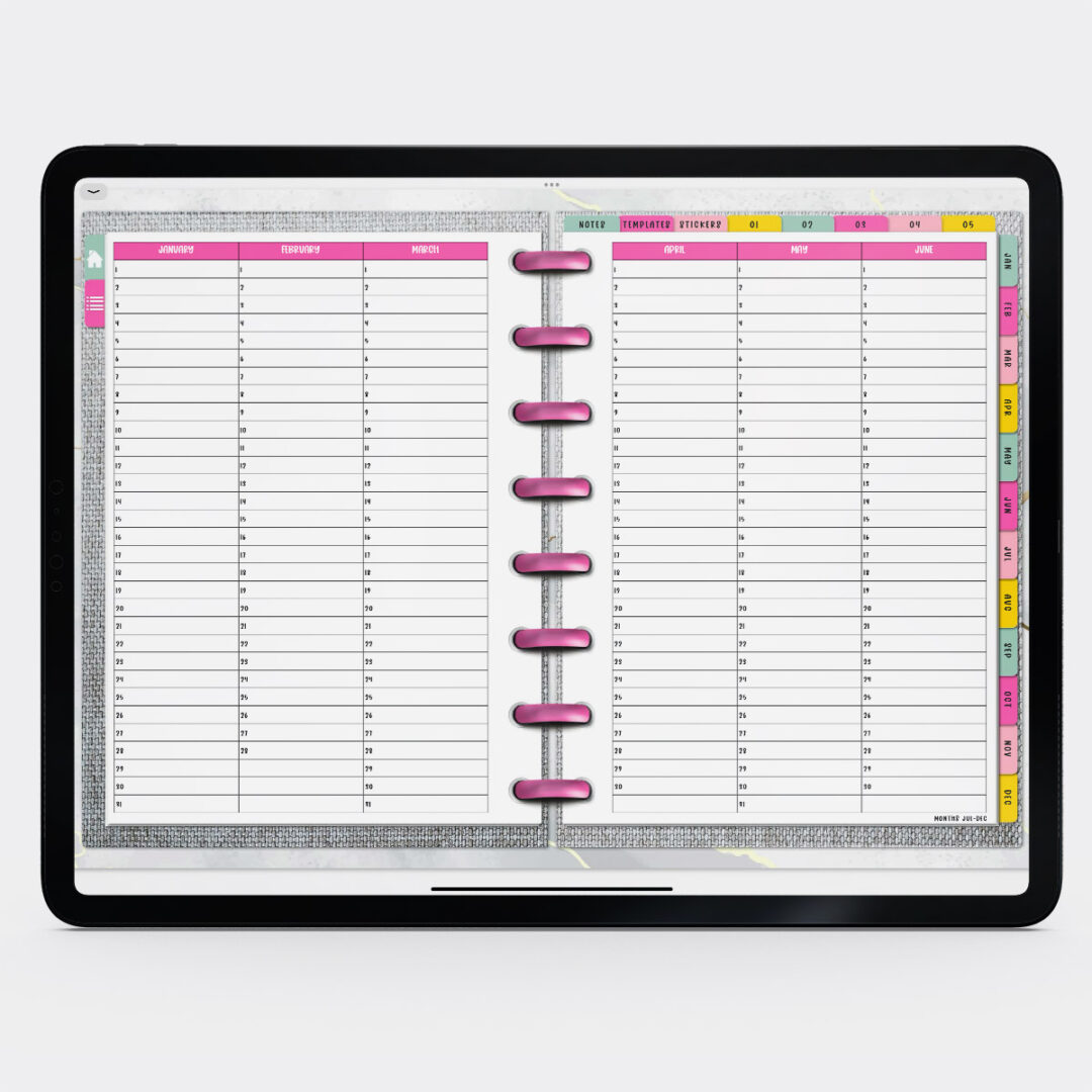 Free Digital Planner: Undated with Monday & Sunday Start