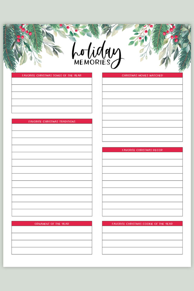 Free Printable Christmas Memory Book and Keepsake Journal