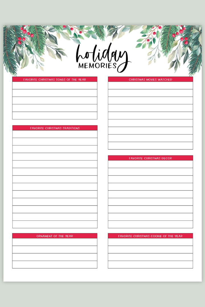 Free Printable Christmas Memory Book and Keepsake Journal