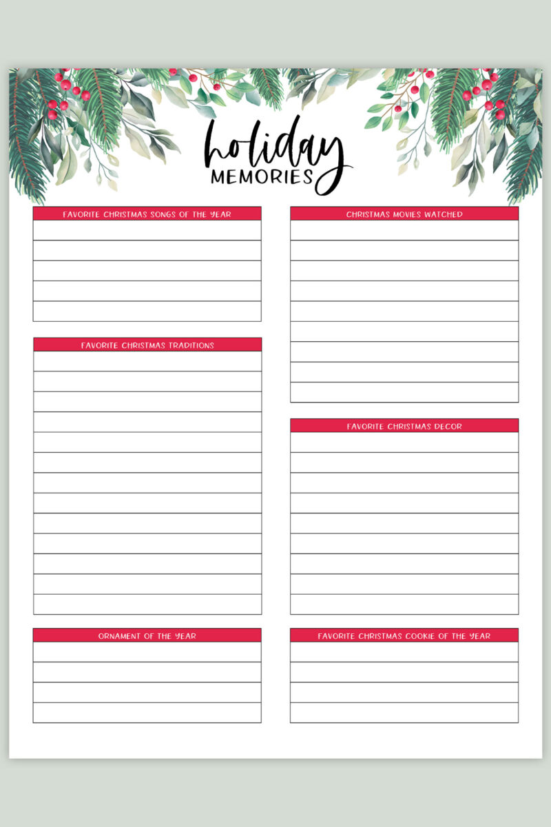 Free Printable Christmas Memory Book and Keepsake Journal