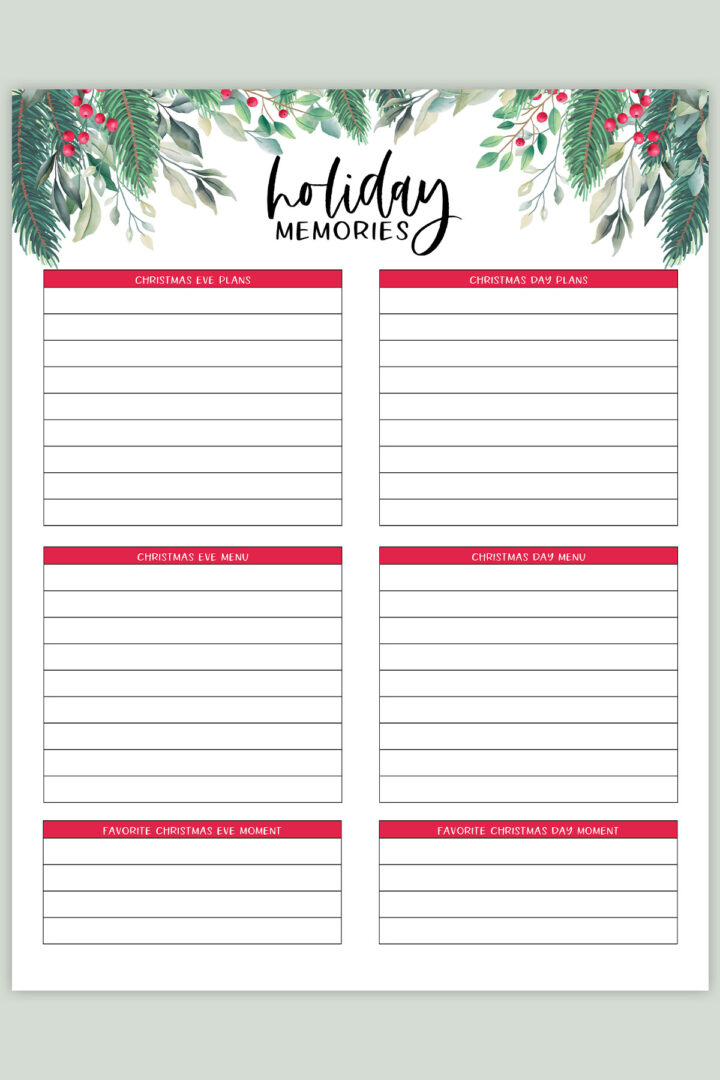 Free Printable Christmas Memory Book and Keepsake Journal