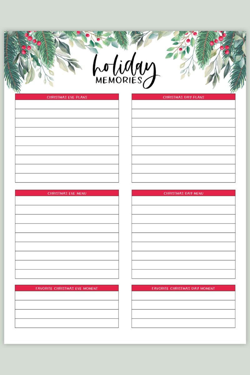 Free Printable Christmas Memory Book and Keepsake Journal