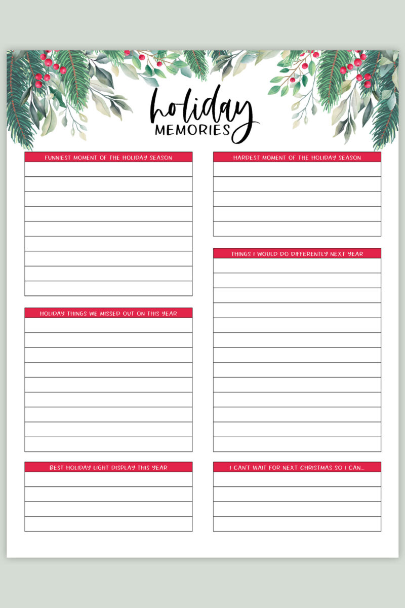 Free Printable Christmas Memory Book and Keepsake Journal