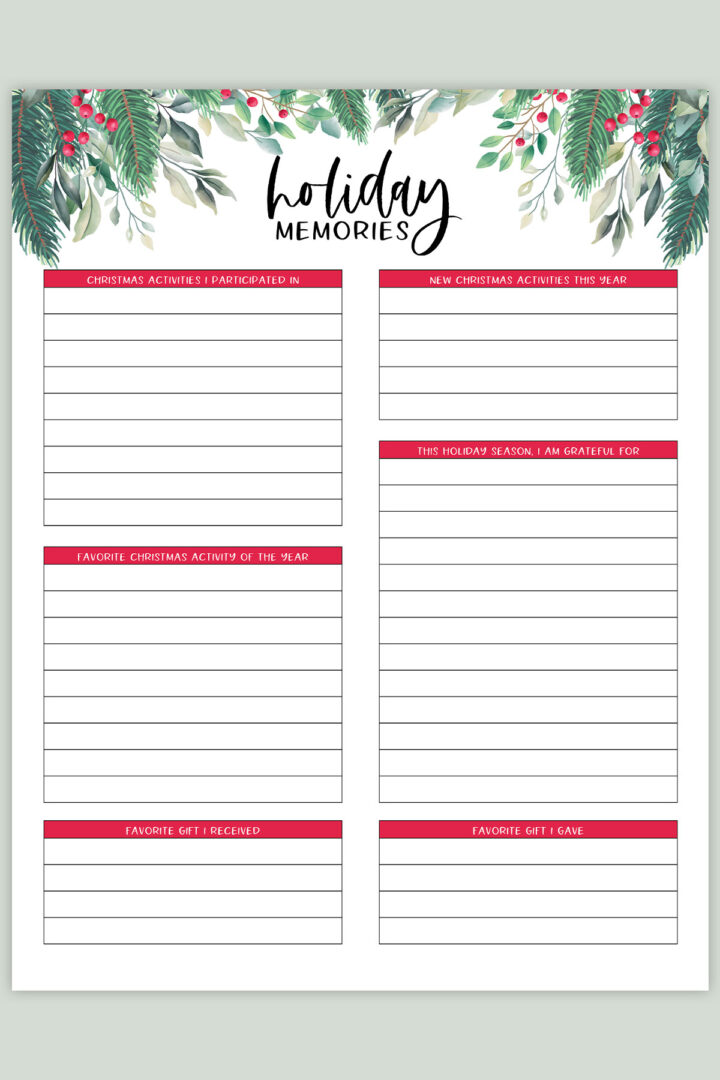 Free Printable Christmas Memory Book and Keepsake Journal