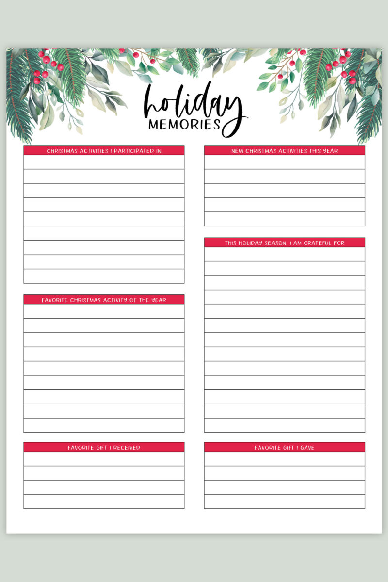 Free Printable Christmas Memory Book and Keepsake Journal