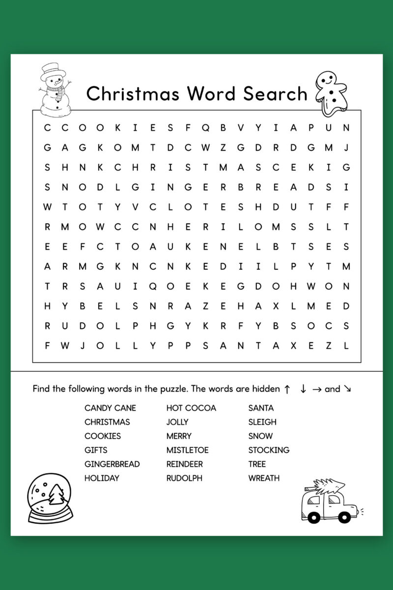 Free Christmas Word Find Printable Set - Instant Download