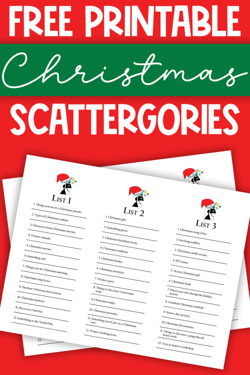Free Christmas Scattergories Printable Game Set