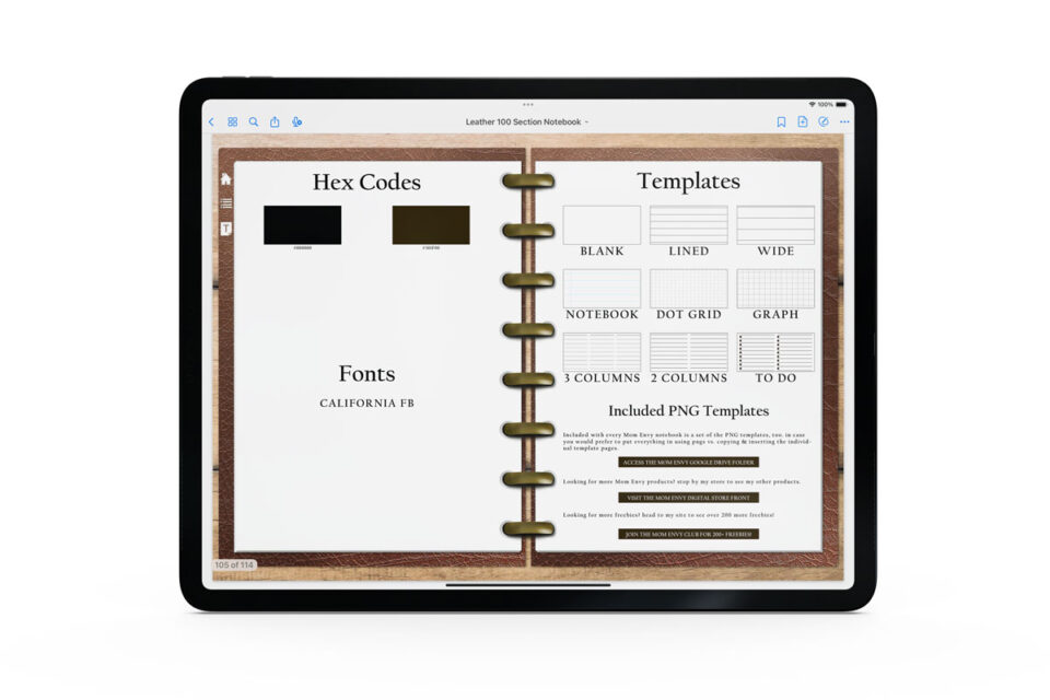 Free Leather Digital Notebook for Goodnotes & More!