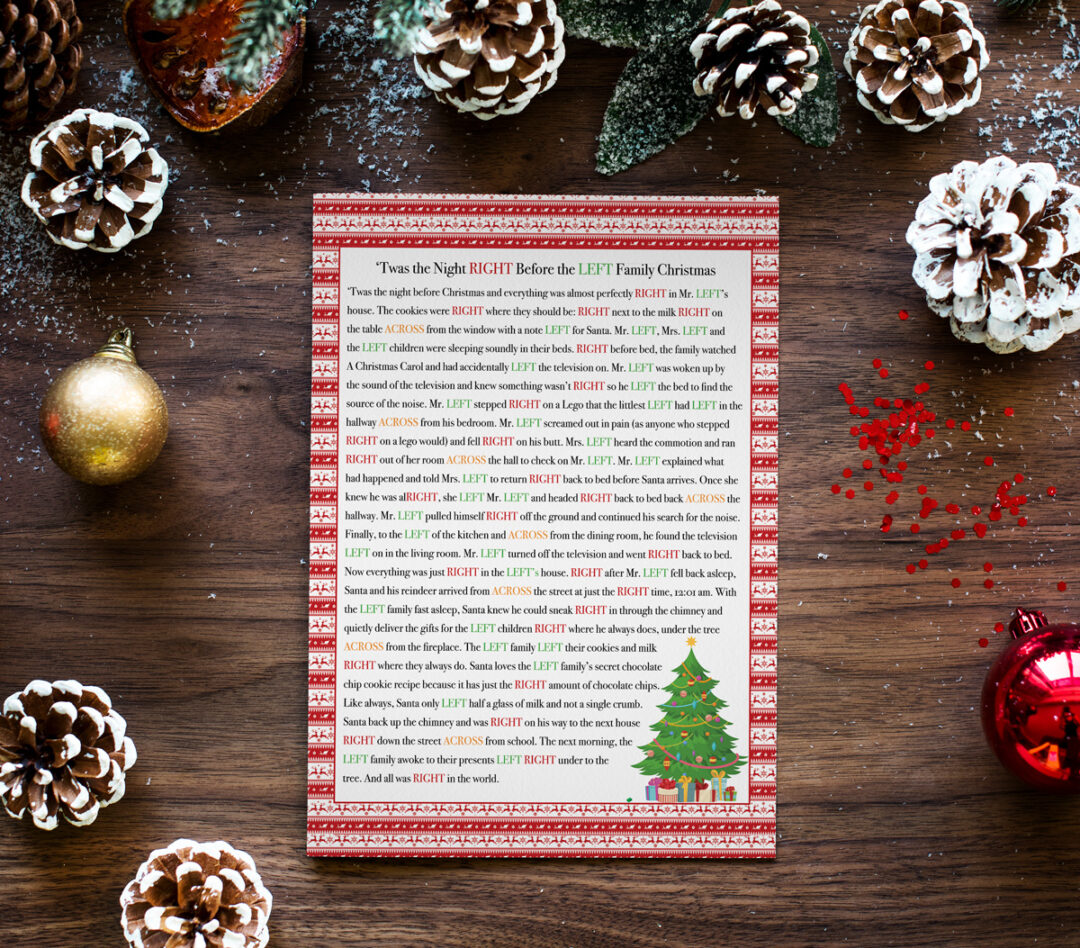 Free Left Right Across Christmas Gift Game Printable
