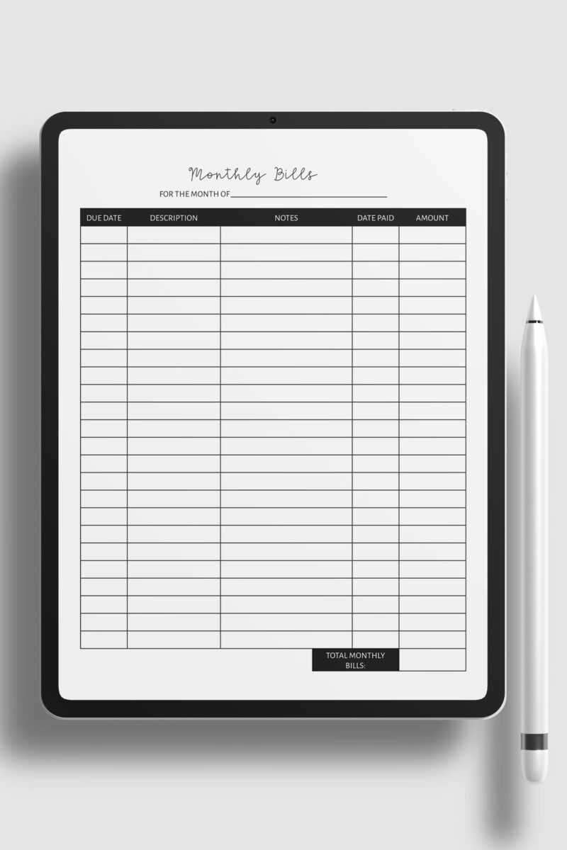 Free Printable & Digital Monthly Expense & Budget Tracker