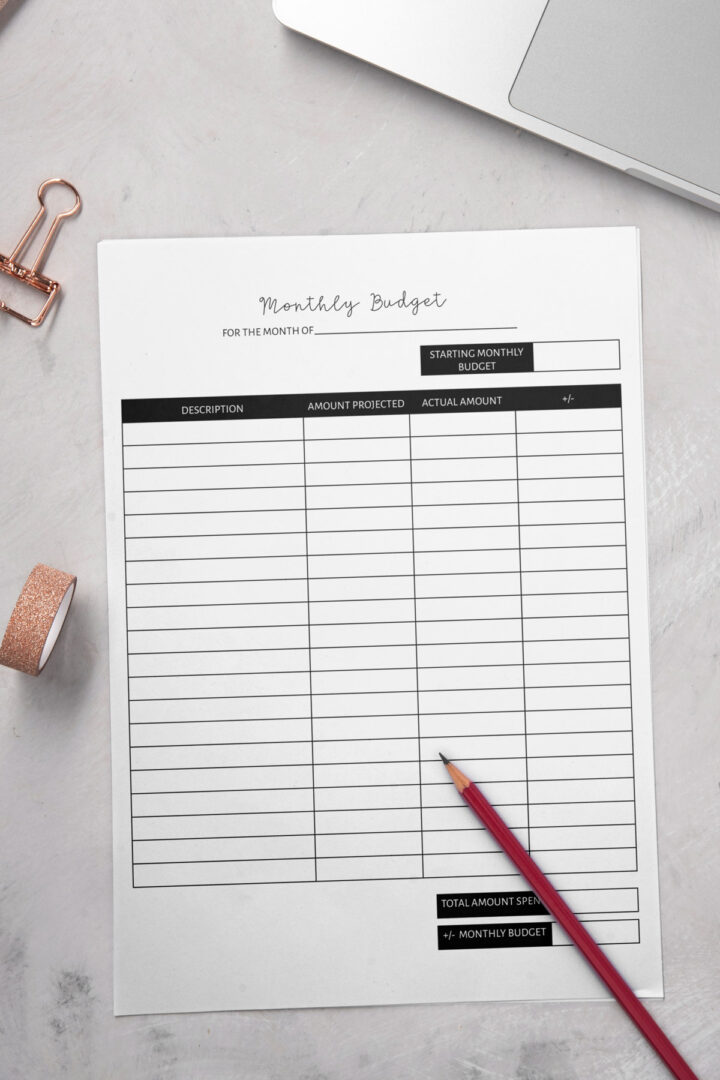 Free Printable & Digital Monthly Expense & Budget Tracker