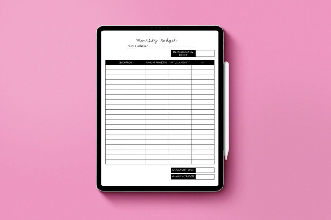 Free Printable & Digital Monthly Expense & Budget Tracker