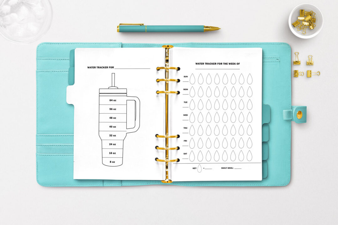 Free Printable & Digital Water Tracker Template Set