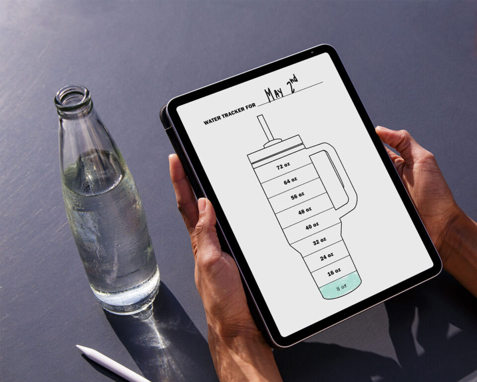 Free Printable & Digital Water Tracker Template Set