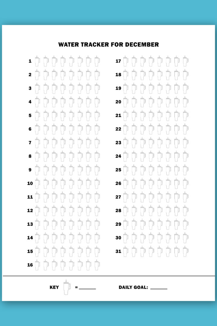 Free Printable & Digital Water Tracker Template Set