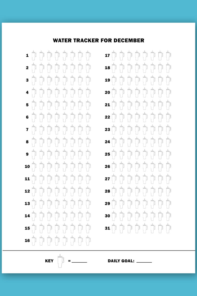 Free Printable & Digital Water Tracker Template Set