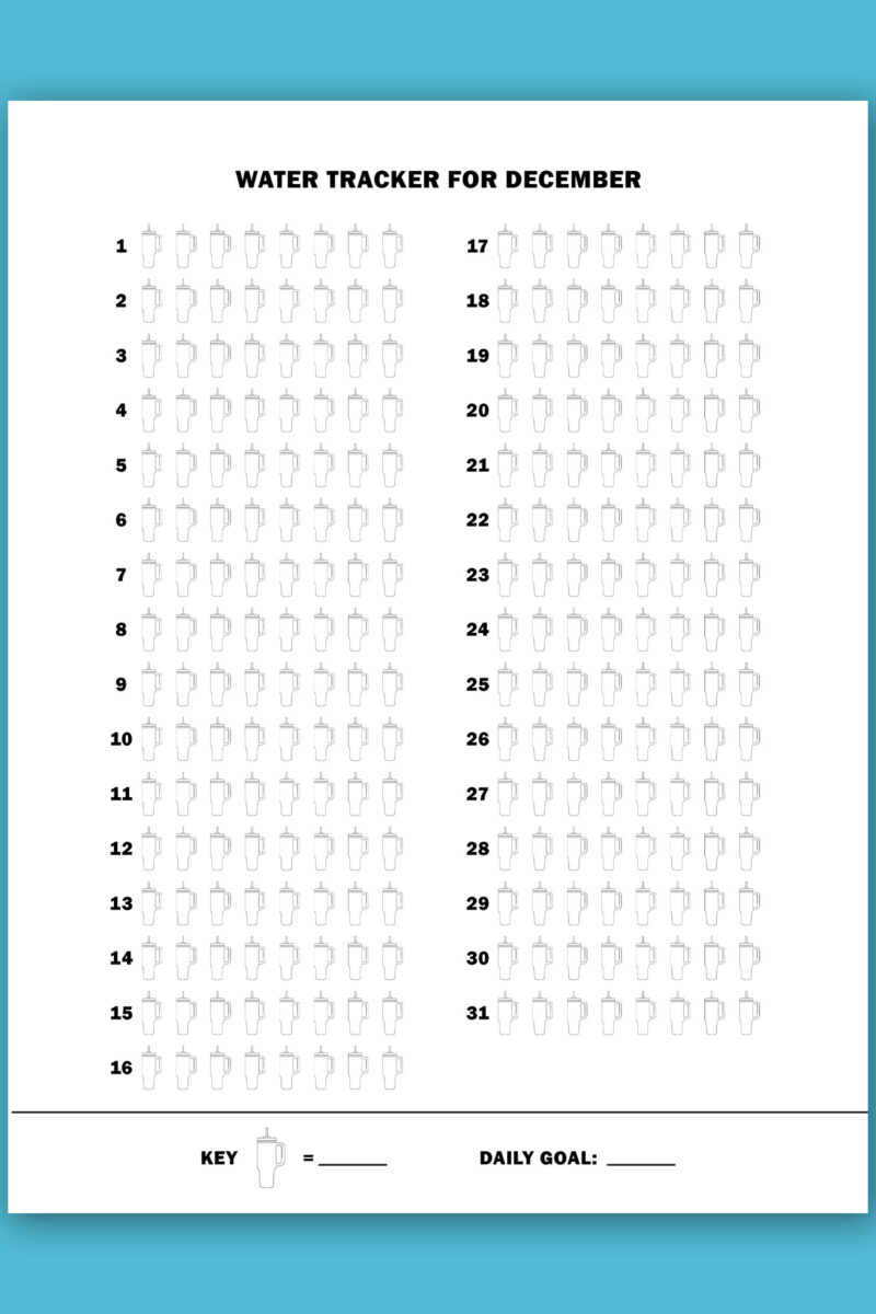 Free Printable & Digital Water Tracker Template Set