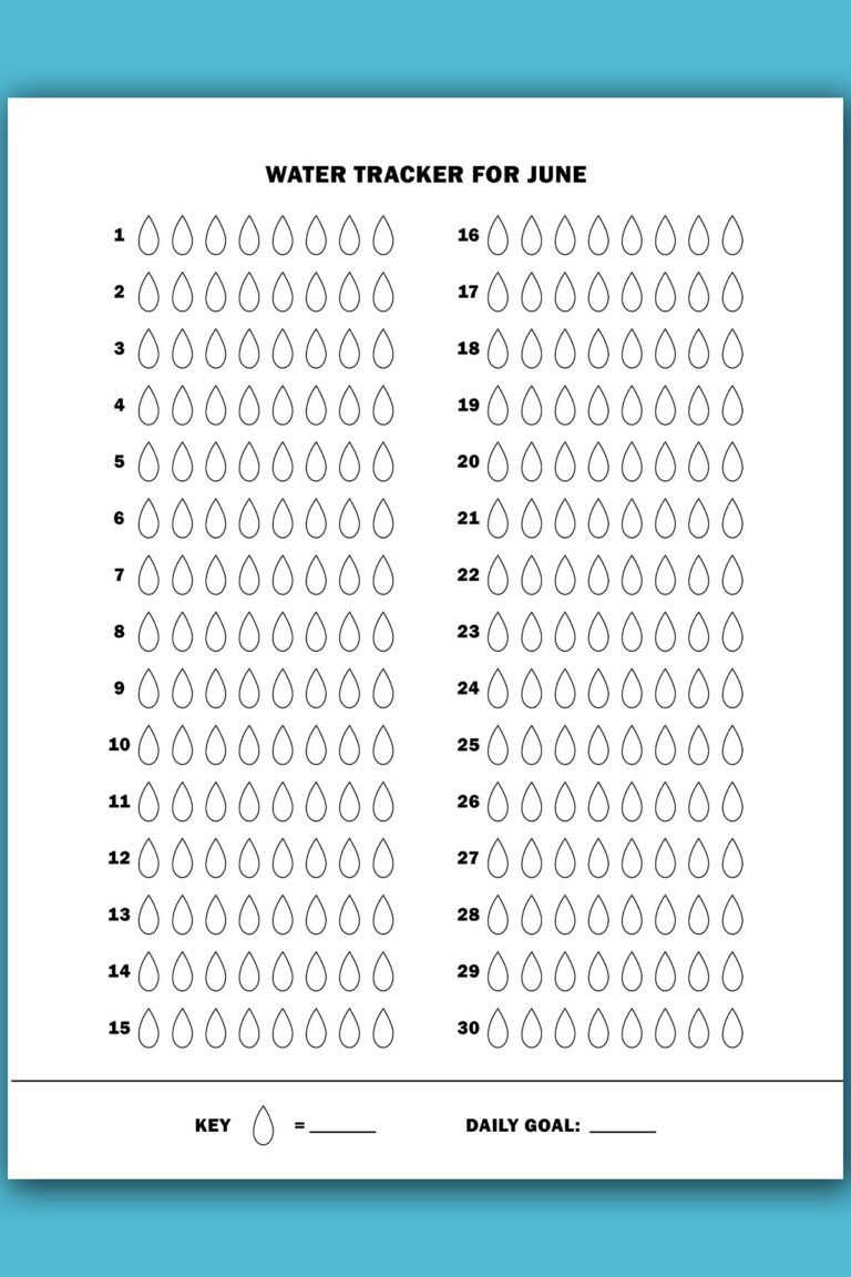 Free Printable & Digital Water Tracker Template Set