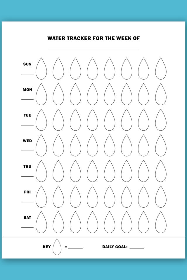 Free Printable & Digital Water Tracker Template Set