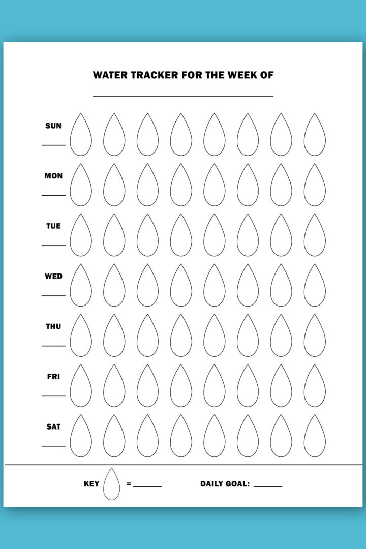 Free Printable & Digital Water Tracker Template Set