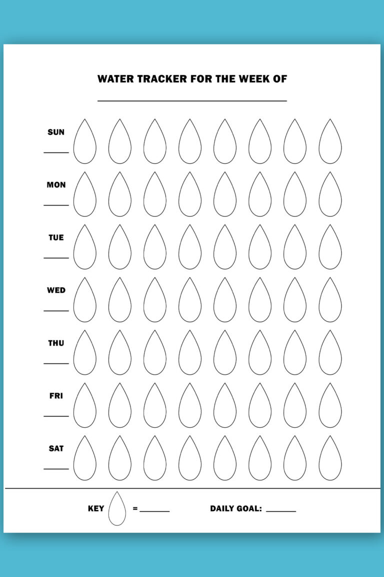 Free Printable & Digital Water Tracker Template Set