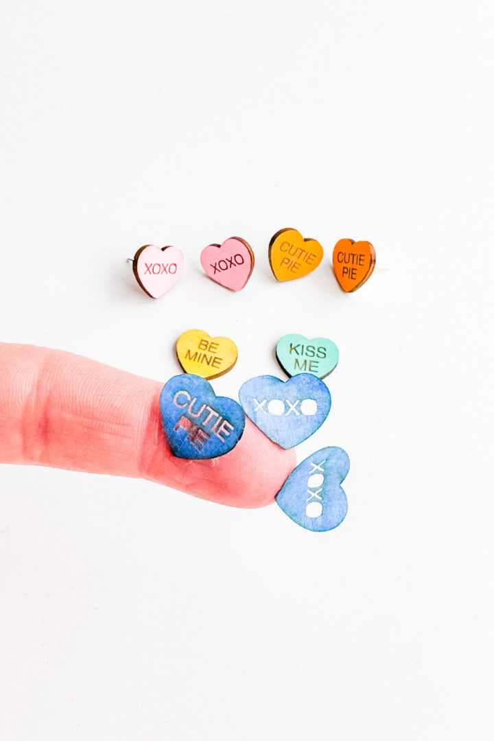 Free Conversation Hearts SVG & How to Make Laser Earrings