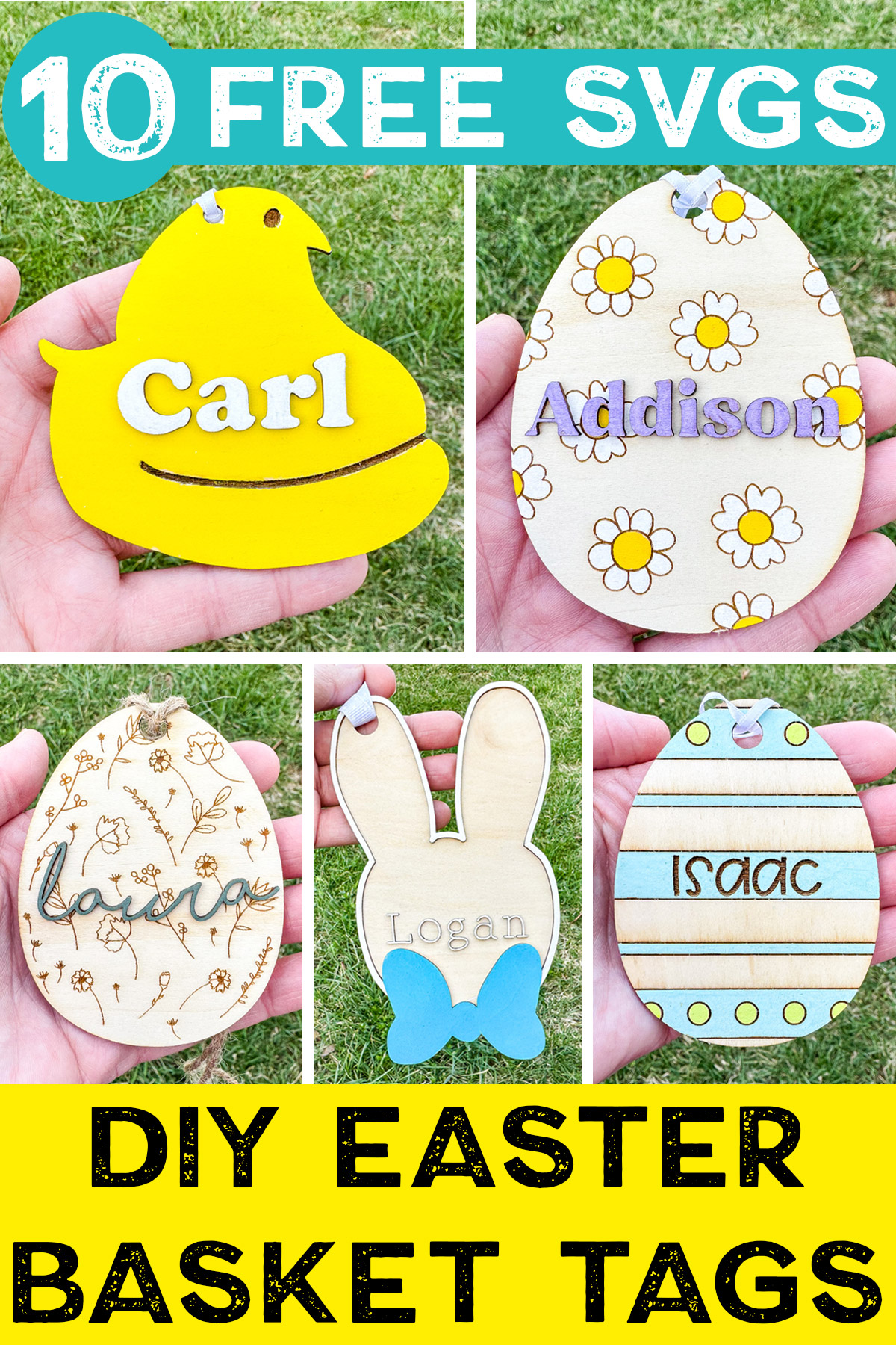 Free Easter Basket Tag SVG Bundle | Laser File Set