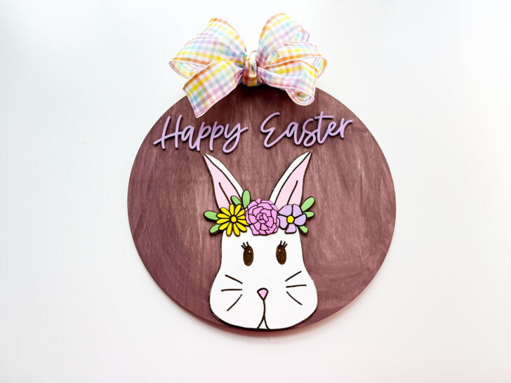 Free Happy Easter Bunny SVG File for Wood Round