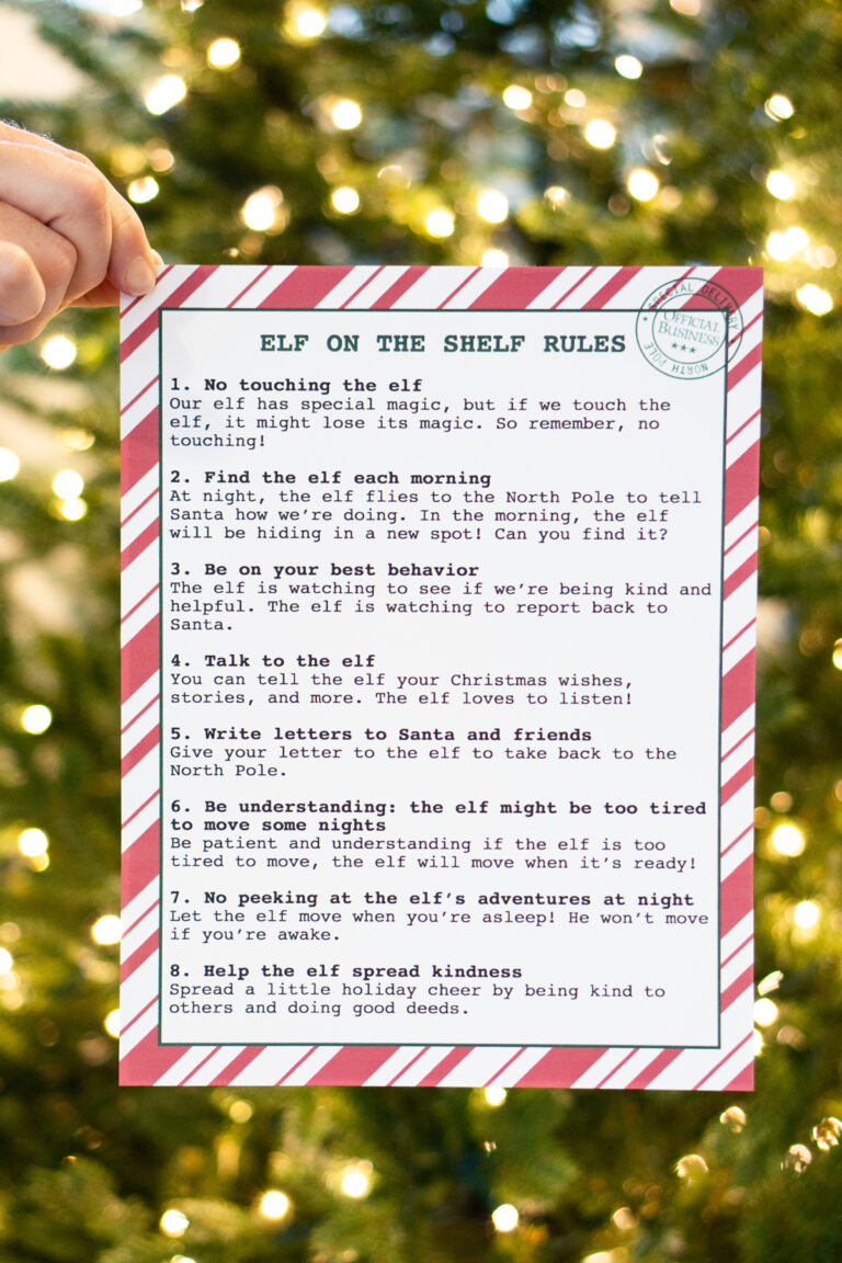 Free Printable Elf on the Shelf Rules for Kids