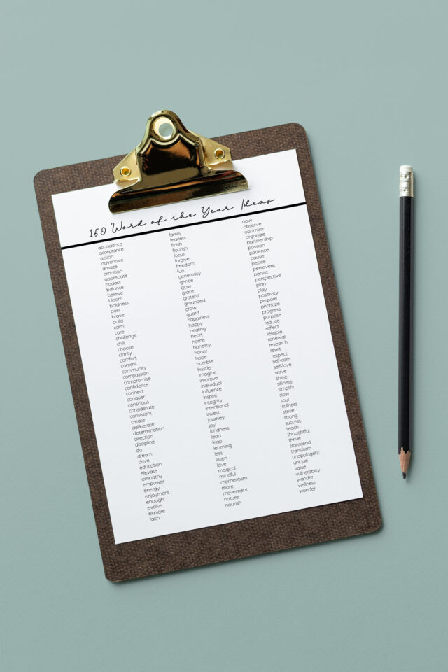 Free Word of the Year Printable and Word Ideas List